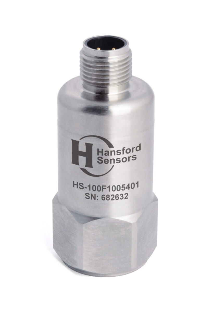 HS-100F - Top Exit - Filtered 4 Pin M12 Accelerometer - Hansford Sensors